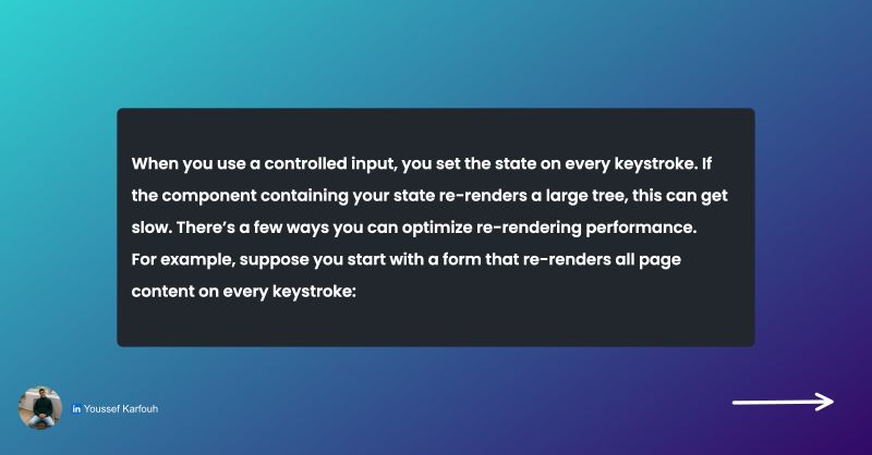 Youssef Karfouh on LinkedIn: Optimizing re-rendering on every keystroke ... Youssef Karfouh on LinkedIn: Optimizing re-rendering on every keystroke ...