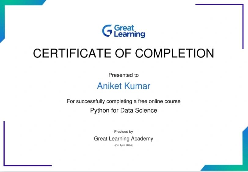 Aniket Kumar on LinkedIn: #python #datascience #greatlearningacademy Aniket Kumar on LinkedIn: #python #datascience #greatlearningacademy