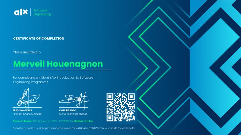 Merveil HOUENAGNON on LinkedIn: #alxgraduation #codingcertified # ... Merveil HOUENAGNON on LinkedIn: #alxgraduation #codingcertified # ...