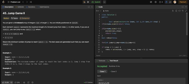 #30daysofleetcode #leetcode #problemsolving #plainrecursion #jumpgameii ... #30daysofleetcode #leetcode #problemsolving #plainrecursion #jumpgameii ...