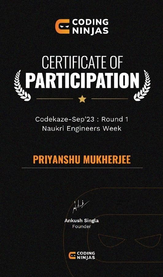Priyanshu Mukherjee on LinkedIn: Participated In the CodeKaze contest ... Priyanshu Mukherjee on LinkedIn: Participated In the CodeKaze contest ...