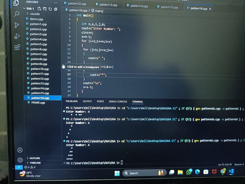 #dsa #coding #c #patternproblems #programmingjourney | Parth Mahadik #dsa #coding #c #patternproblems #programmingjourney | Parth Mahadik