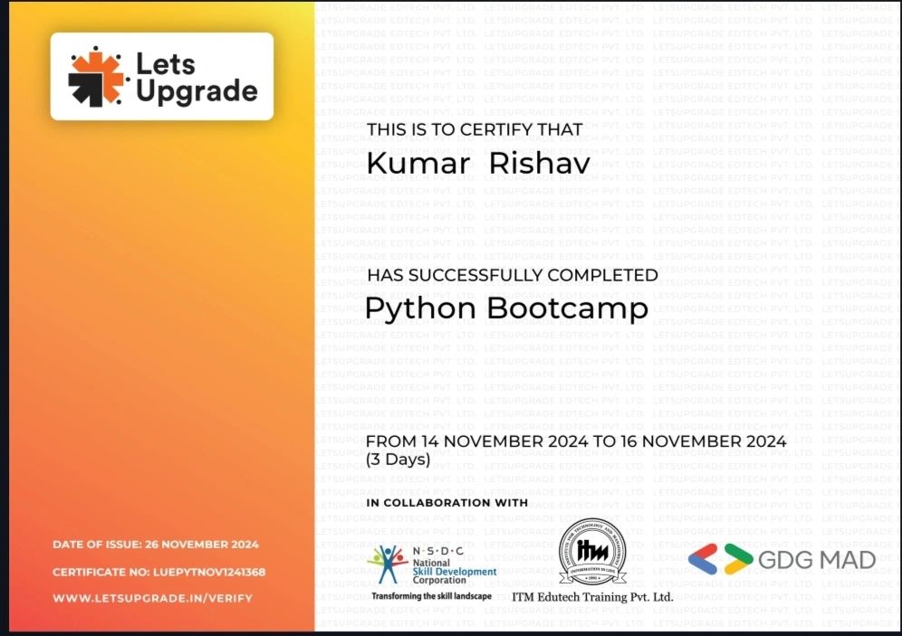Kumar Rishav on LinkedIn: #python #letsupgrade #skilldevelopment # ... Kumar Rishav on LinkedIn: #python #letsupgrade #skilldevelopment # ...