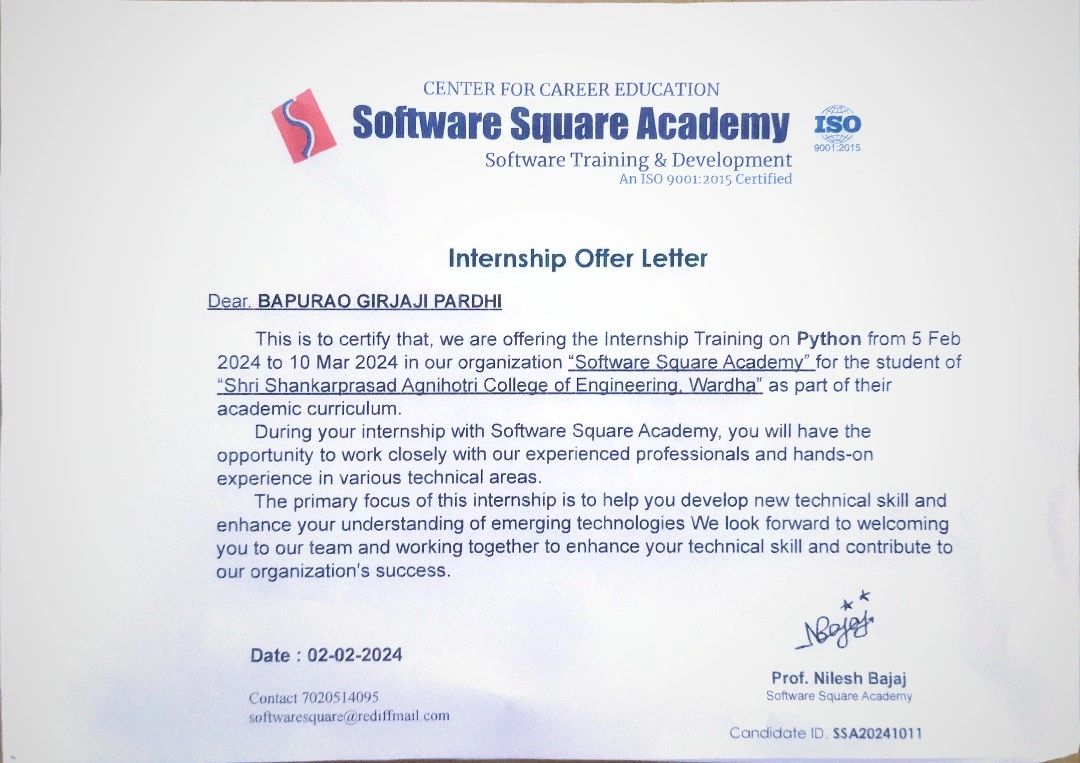Bapurao Pardhi on LinkedIn: Internship Offer letter Bapurao Pardhi on LinkedIn: Internship Offer letter