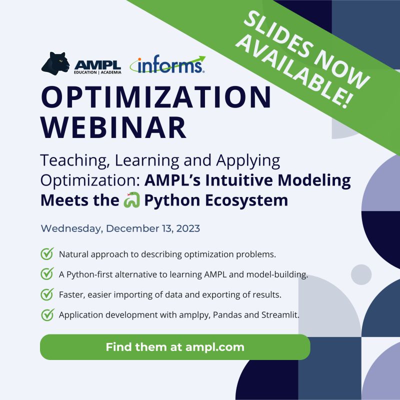 AMPL Optimization Inc. on LinkedIn: #python #ampl #optimization # ... AMPL Optimization Inc. on LinkedIn: #python #ampl #optimization # ...