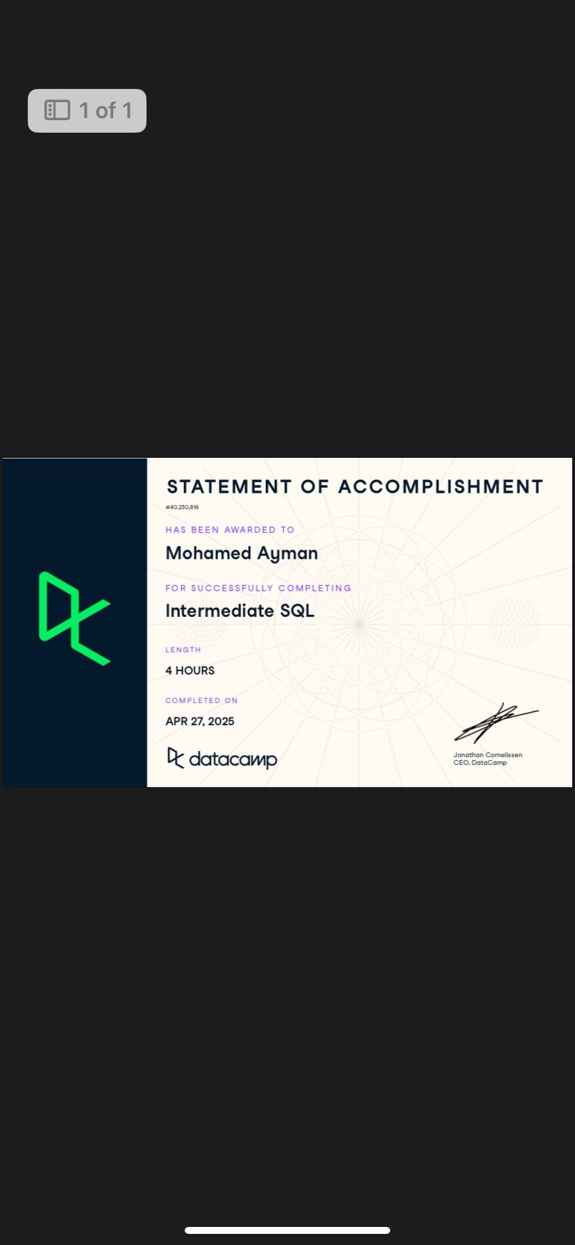 #sql #datacamp #learningjourney #dataanalysis | Mohamed Assi #sql #datacamp #learningjourney #dataanalysis | Mohamed Assi