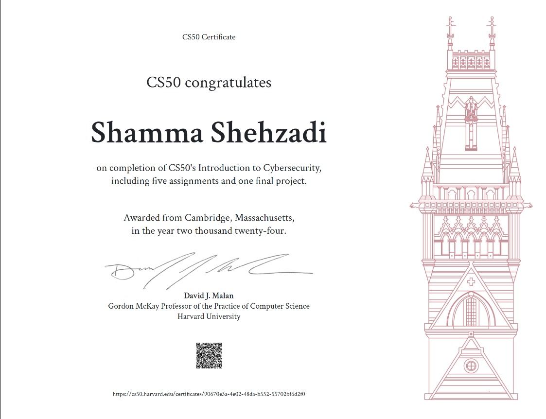 shamma shehzadi on LinkedIn: I recently completed CS50's Introduction ... shamma shehzadi on LinkedIn: I recently completed CS50's Introduction ...