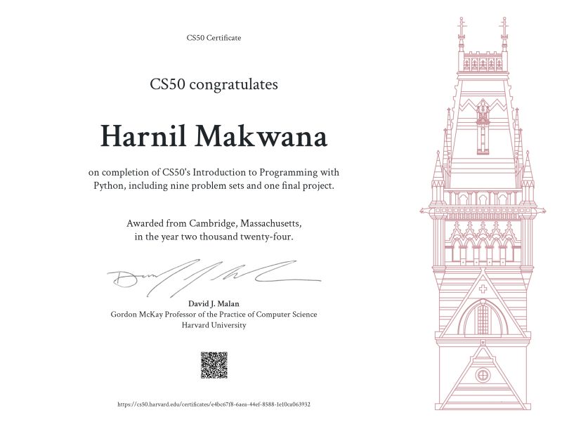 Harnil Makwana on LinkedIn: #python #cs50 #harvard #problemsolving # ... Harnil Makwana on LinkedIn: #python #cs50 #harvard #problemsolving # ...