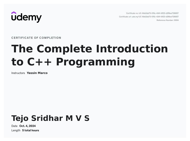 Tejo Sridhar M V S on LinkedIn: #cplusplus #programming # ... Tejo Sridhar M V S on LinkedIn: #cplusplus #programming # ...