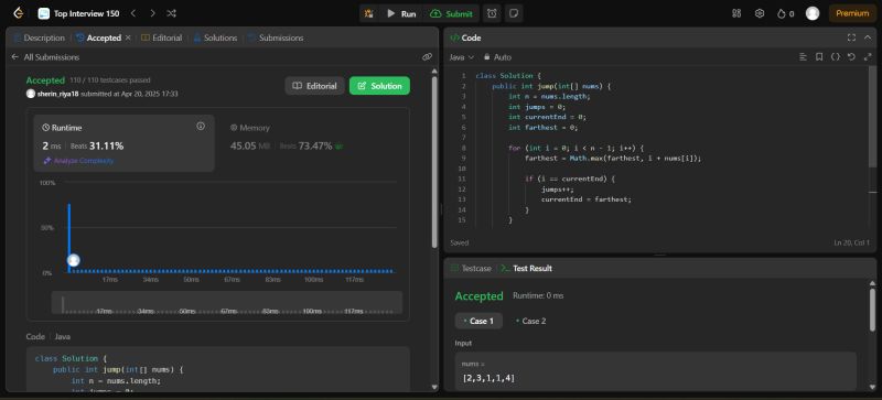 #leetcode #day10 #jumpgameii #greedyalgorithm #topinterviewquestions ... #leetcode #day10 #jumpgameii #greedyalgorithm #topinterviewquestions ...