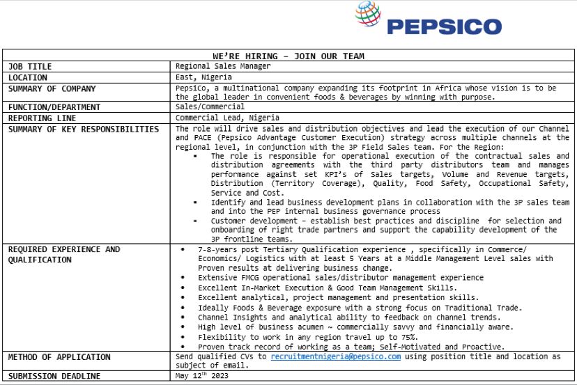Temitope Ajijola, PCHRM on LinkedIn: PepsiCo Nigeria is hiring! | 16 ... Temitope Ajijola, PCHRM on LinkedIn: PepsiCo Nigeria is hiring! | 16 ...