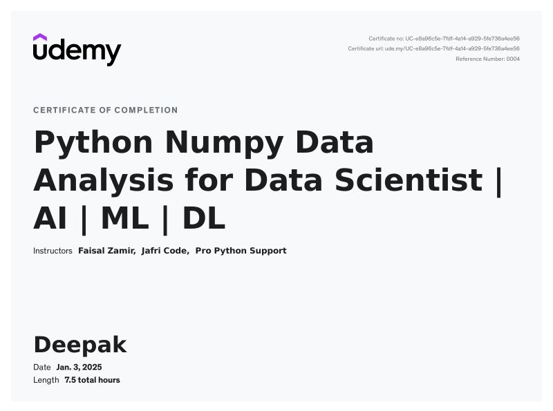 #python #numpy #datascience #dataanalysis | Deepak Baditya #python #numpy #datascience #dataanalysis | Deepak Baditya