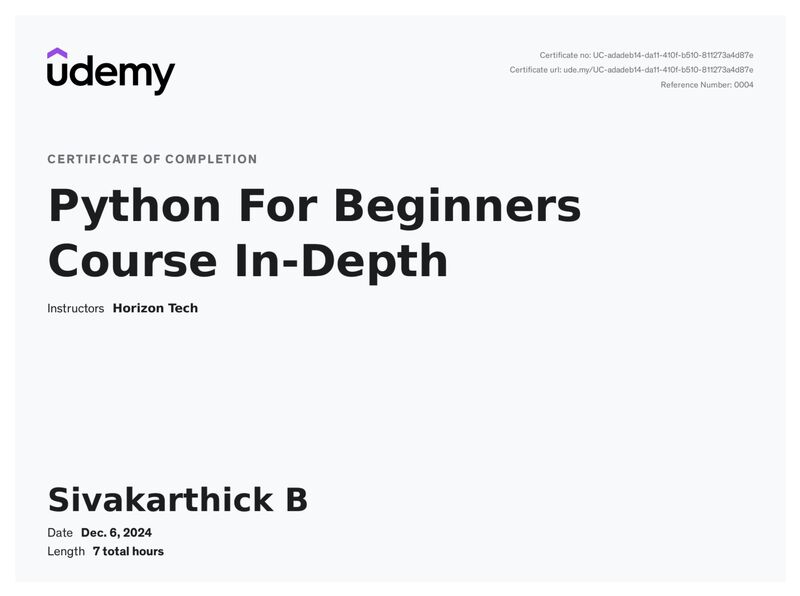 Sivakarthick B on LinkedIn: #python #programming #certification # ... Sivakarthick B on LinkedIn: #python #programming #certification # ...