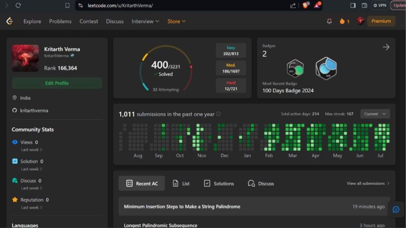 Completed 400+ LeetCode questions! | Kritarth Verma posted on the topic ... Completed 400+ LeetCode questions! | Kritarth Verma posted on the topic ...