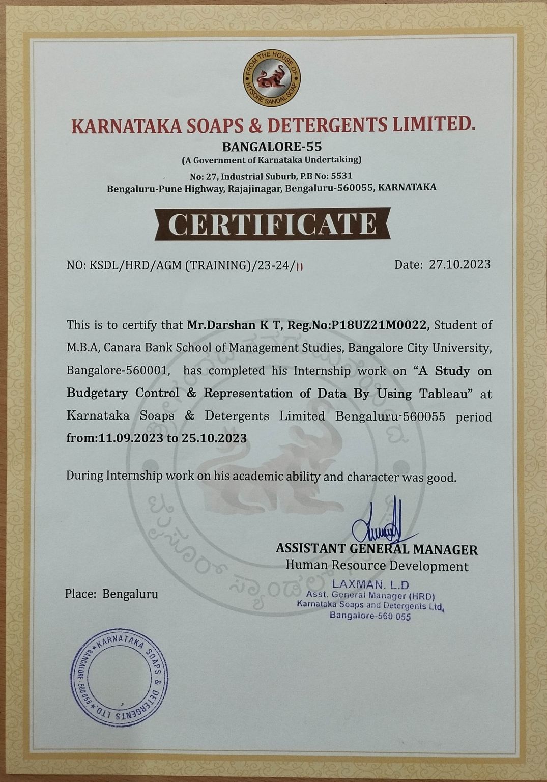 #ksdl #professionalgrowth #internship | Darshan K T #ksdl #professionalgrowth #internship | Darshan K T