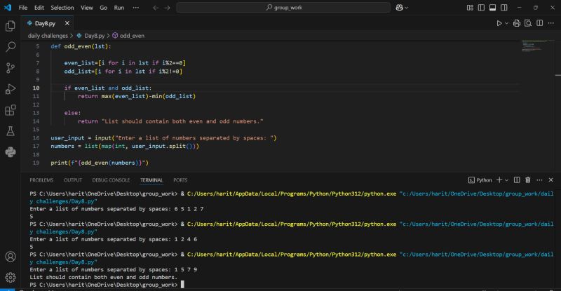 Haritha N on LinkedIn: #pythoncodingchallenge #day8 #function #odd_even ... Haritha N on LinkedIn: #pythoncodingchallenge #day8 #function #odd_even ...