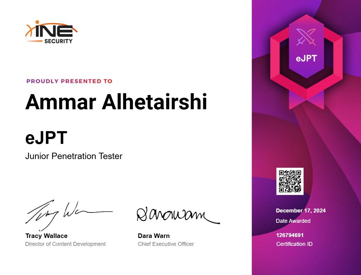 Ammar Khalid on LinkedIn: #ejpt Ammar Khalid on LinkedIn: #ejpt