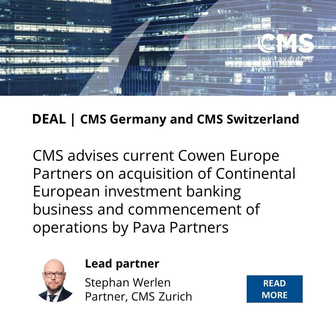 CMS Switzerland on LinkedIn: CMS advises current Cowen Europe partners CMS Switzerland on LinkedIn: CMS advises current Cowen Europe partners