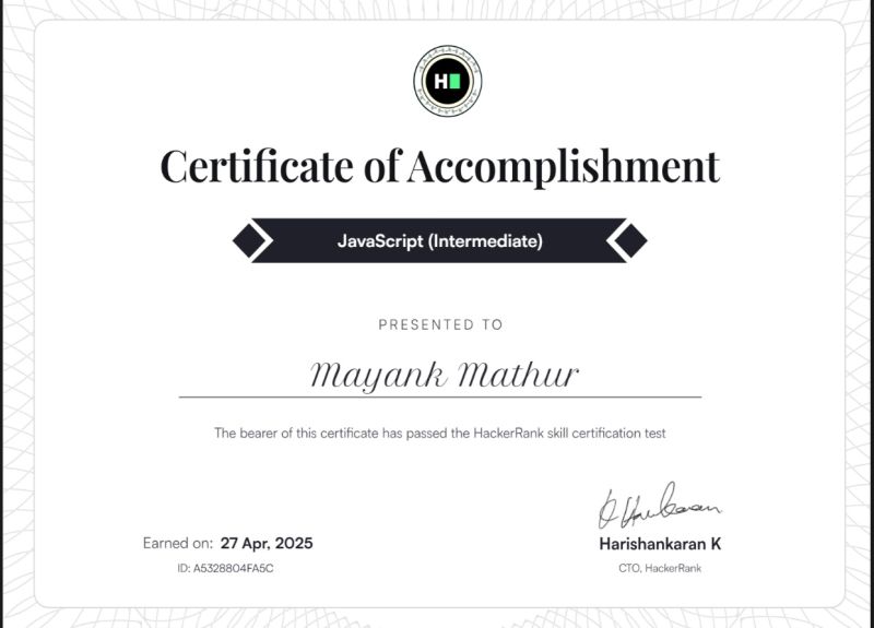 #javascript #hackerrank #webdevelopment #codingjourney… | Mayank Mathur #javascript #hackerrank #webdevelopment #codingjourney… | Mayank Mathur