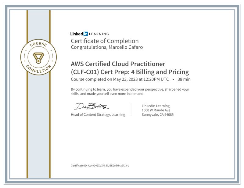 Marcello Cafaro on LinkedIn: Certificate of Completion Marcello Cafaro on LinkedIn: Certificate of Completion