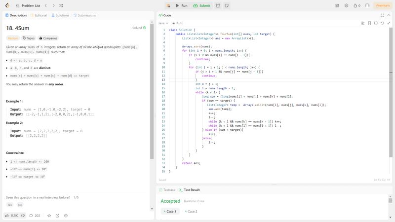 RAJ VERMA on LinkedIn: #leetcode #100daysofcode #leetcode #day45 #4sum ... RAJ VERMA on LinkedIn: #leetcode #100daysofcode #leetcode #day45 #4sum ...