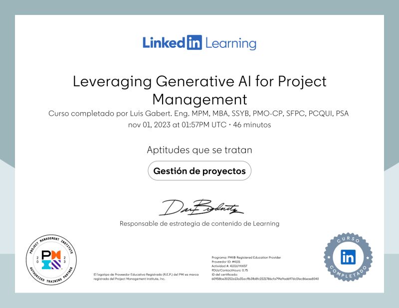 Luis Gabert, Eng. MAP, MBA, SSYB, PMO-CP® on LinkedIn: Certificate of ... Luis Gabert, Eng. MAP, MBA, SSYB, PMO-CP® on LinkedIn: Certificate of ...