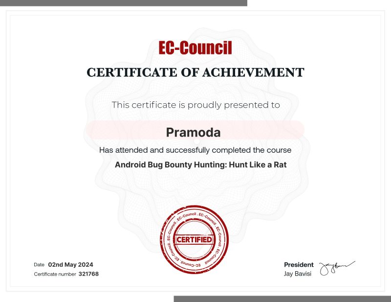 S Pramoda on LinkedIn: #hacking #bugbounty #certificate S Pramoda on LinkedIn: #hacking #bugbounty #certificate