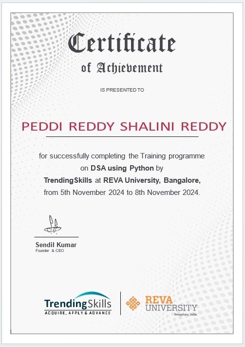 SHALINI REDDY PEDDIREDDY on LinkedIn: #dsa #python #learning # ... SHALINI REDDY PEDDIREDDY on LinkedIn: #dsa #python #learning # ...
