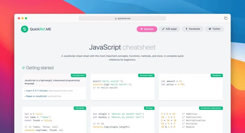 👉 JavaScript Cheat sheet and quick refrences 👉 A comprehensive ... 👉 JavaScript Cheat sheet and quick refrences 👉 A comprehensive ...