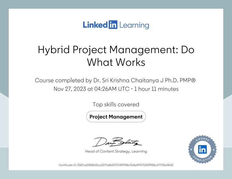 Dr. Krishna Chaitanya on LinkedIn: Certificate of Completion Dr. Krishna Chaitanya on LinkedIn: Certificate of Completion