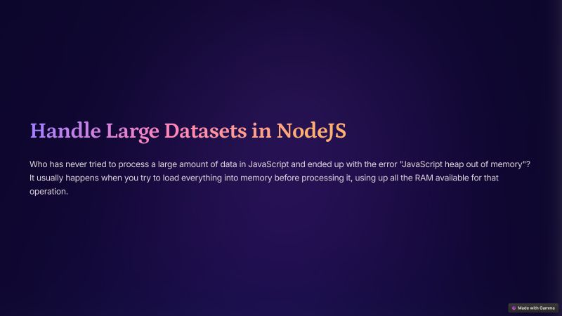 How to handle large datasets in NodeJS? | Murilo Rainho How to handle large datasets in NodeJS? | Murilo Rainho