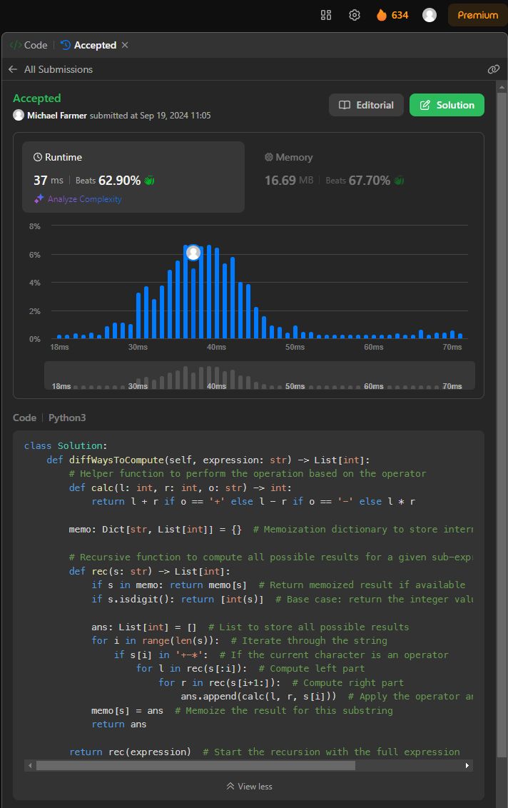 Michael Farmer on LinkedIn: Day 634 of Daily LeetCode | 241. Different ... Michael Farmer on LinkedIn: Day 634 of Daily LeetCode | 241. Different ...