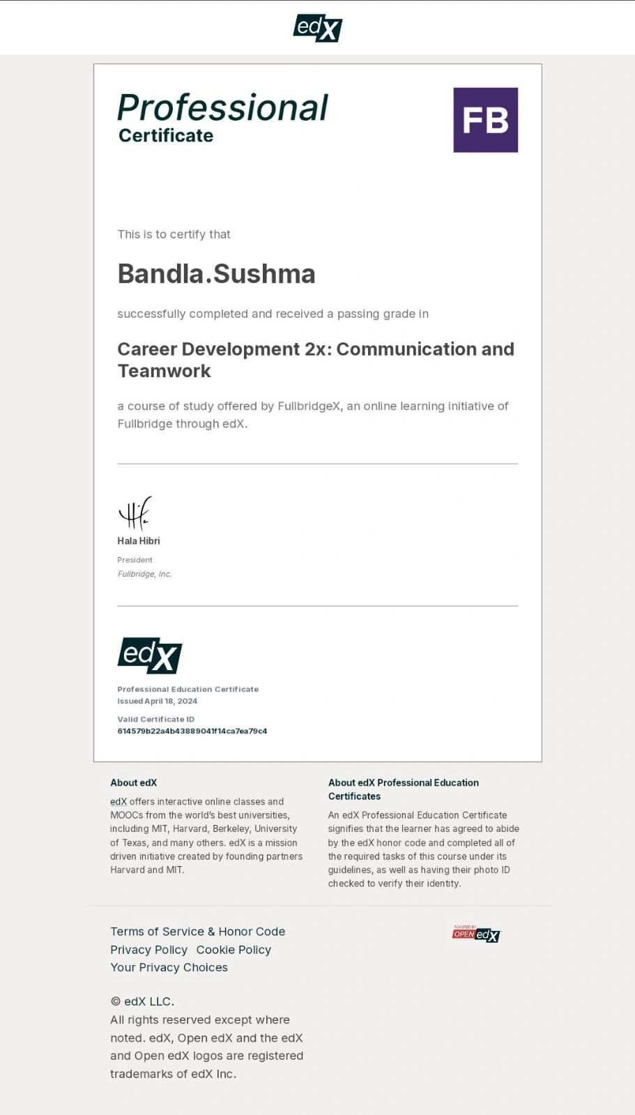 Sushma Bandla on LinkedIn: #edxcertification #edx #skills Sushma Bandla on LinkedIn: #edxcertification #edx #skills