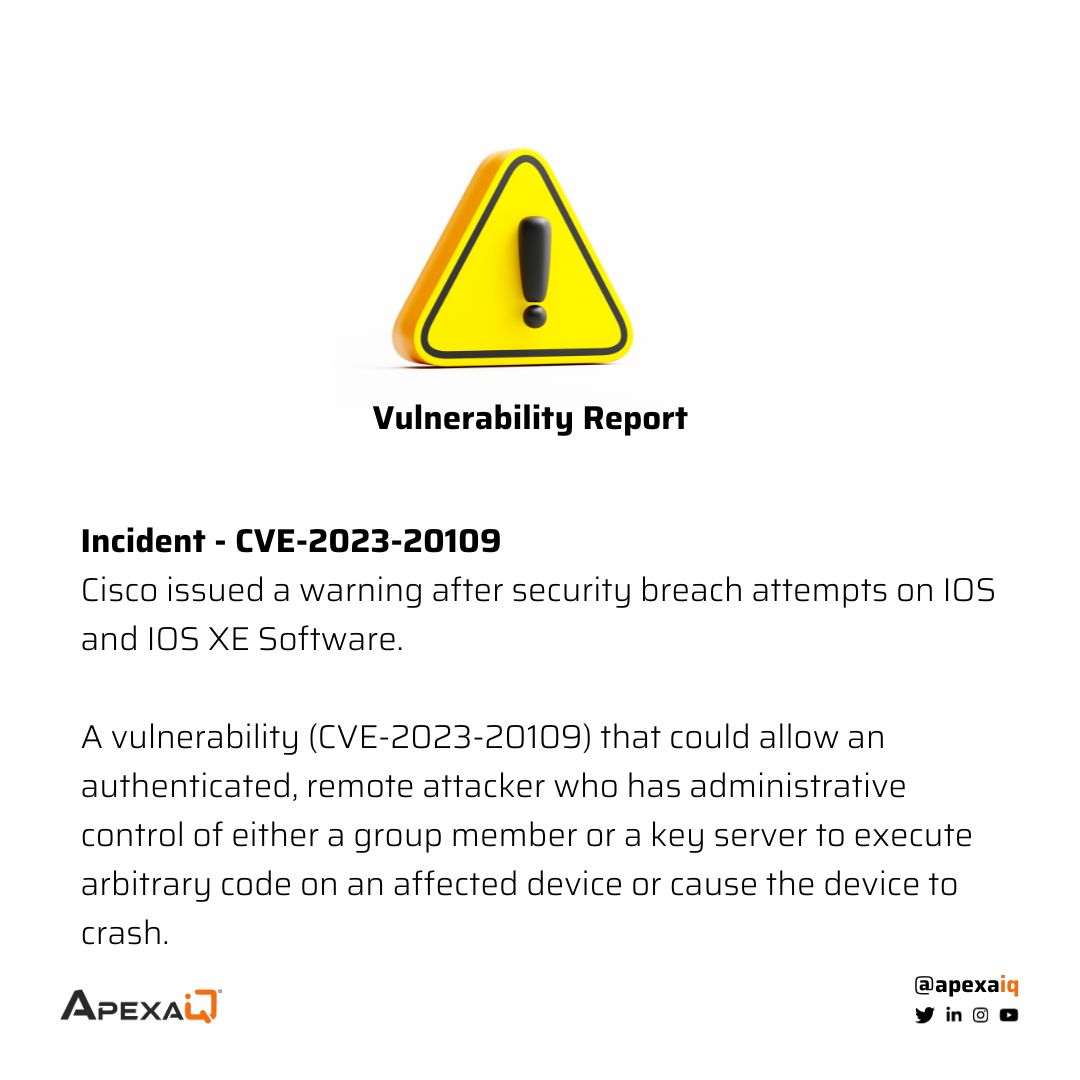 Cisco warns of CVE-2023-20109 vulnerability | Apexa iQ® posted on the ... Cisco warns of CVE-2023-20109 vulnerability | Apexa iQ® posted on the ...