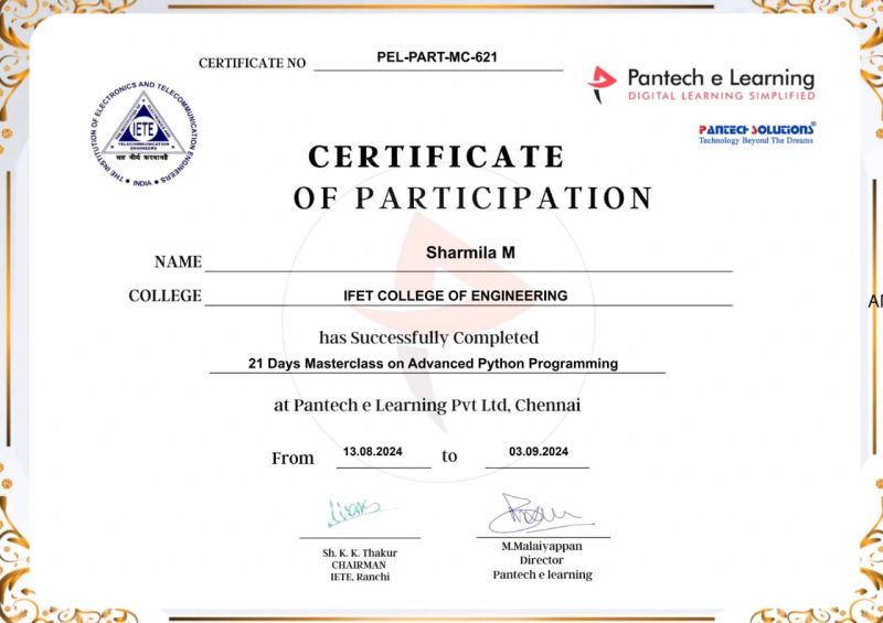 Completed Python Master Class at Pantech e learning | Sharmila M posted ... Completed Python Master Class at Pantech e learning | Sharmila M posted ...