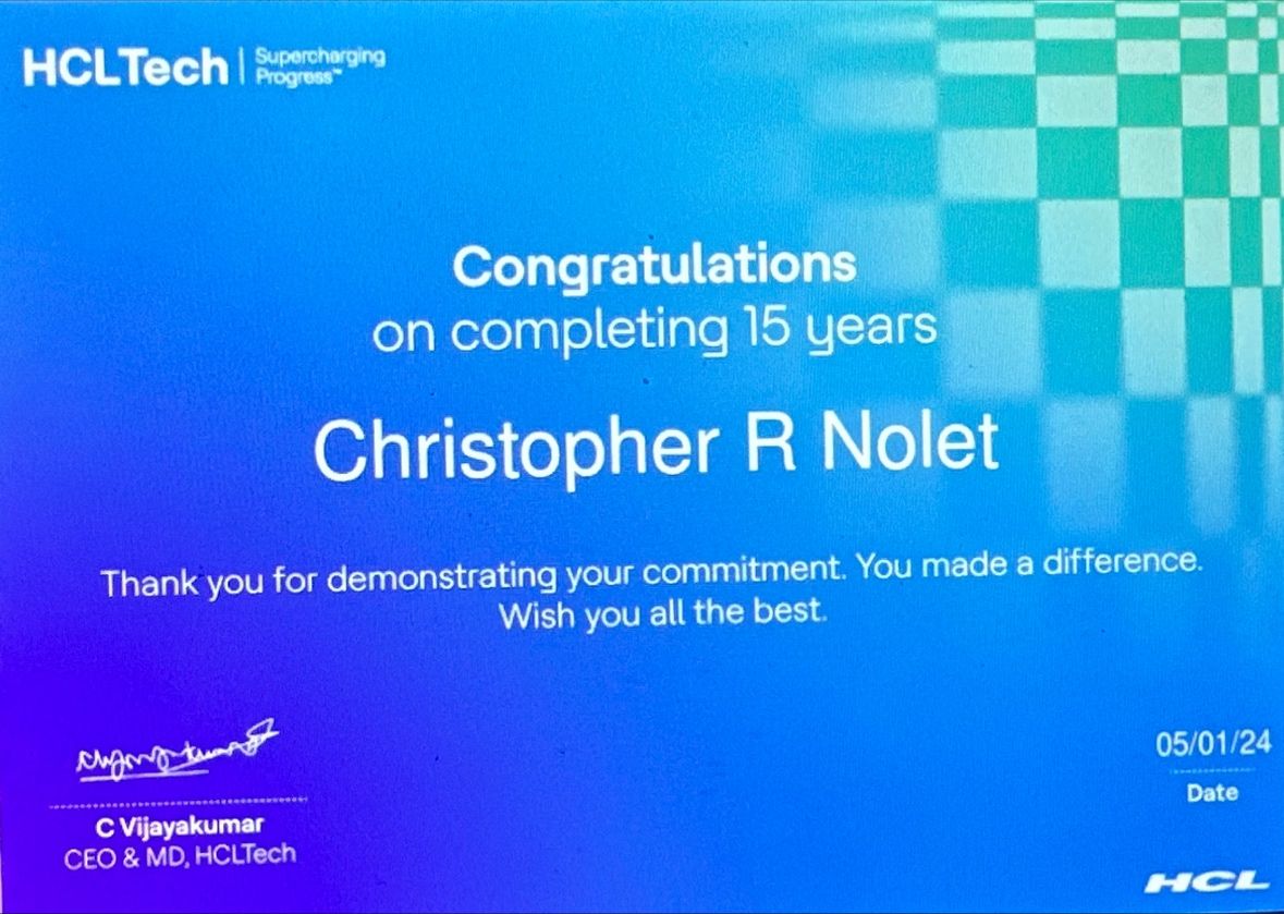 Christopher Nolet on LinkedIn: Wow 15 years most of that time was with ... Christopher Nolet on LinkedIn: Wow 15 years most of that time was with ...