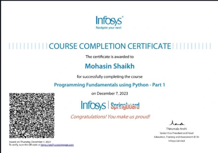 Mohasin Shaikh on LinkedIn: python programming certificate Mohasin Shaikh on LinkedIn: python programming certificate