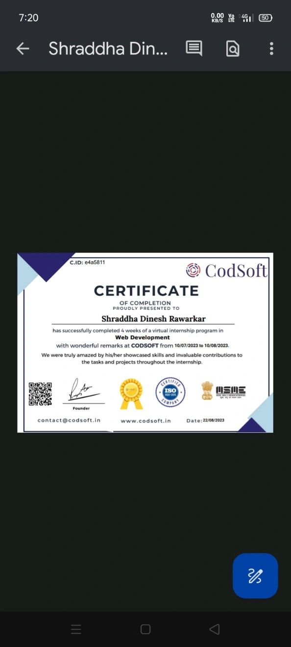 Shraddha Rawarkar on LinkedIn: #thankyou #codesoft Shraddha Rawarkar on LinkedIn: #thankyou #codesoft