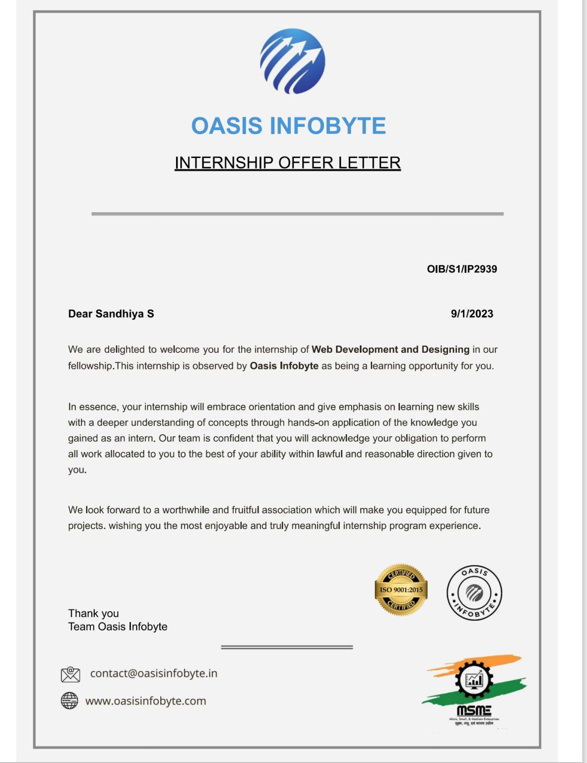 Sandhiya Suresh on LinkedIn: #webdev #design #internship #oasisinfobyte Sandhiya Suresh on LinkedIn: #webdev #design #internship #oasisinfobyte