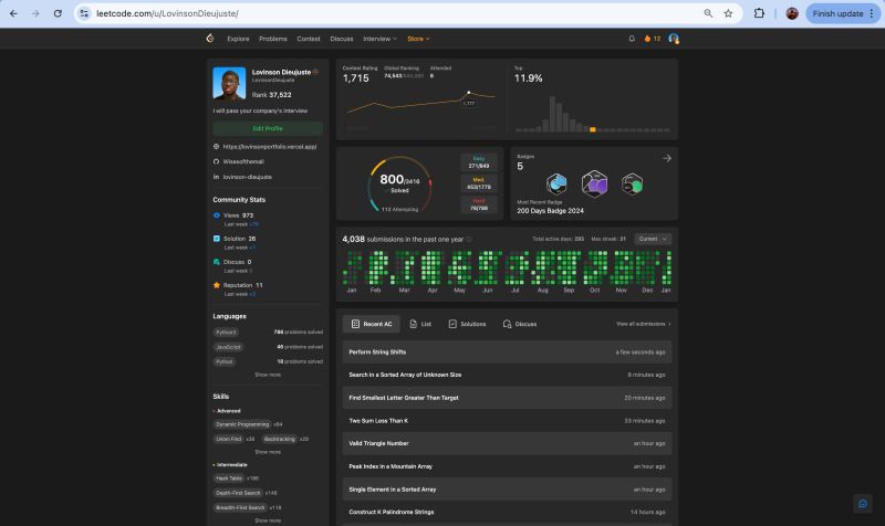 NEW Leetcode Milestone 🚀: 800 Problem Solved and over 4k submissions in ... NEW Leetcode Milestone 🚀: 800 Problem Solved and over 4k submissions in ...