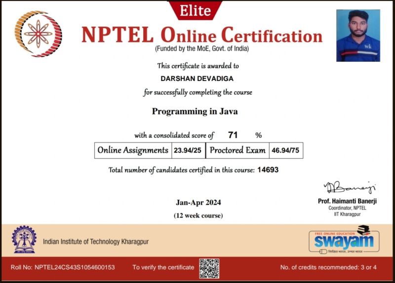 Darshan Devadiga on LinkedIn: #javaprogramming #nptel Darshan Devadiga on LinkedIn: #javaprogramming #nptel