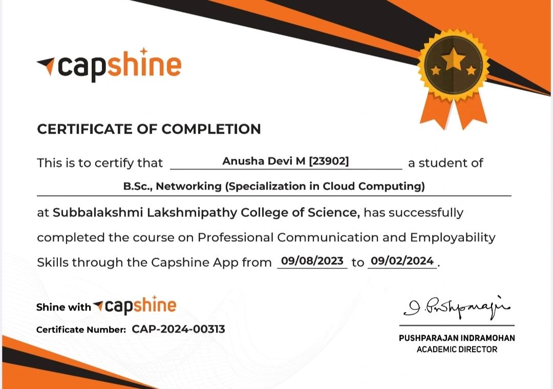 Anusha Devi M on LinkedIn: I am excited to share that I have completed ... Anusha Devi M on LinkedIn: I am excited to share that I have completed ...