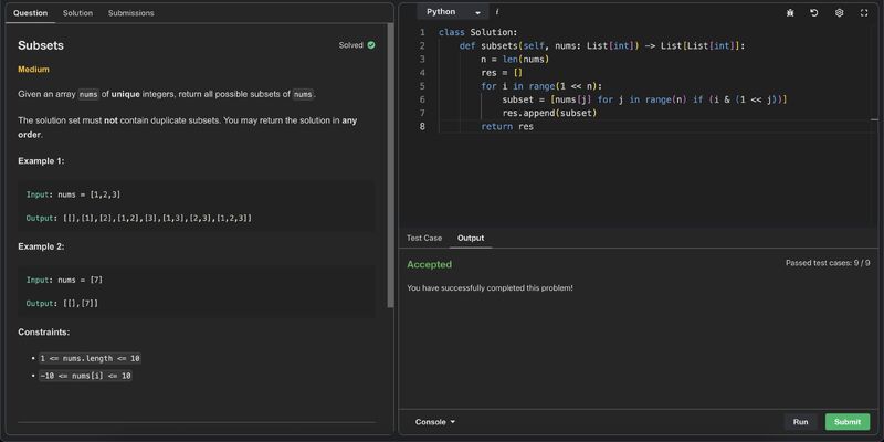#100daysofcode #100daysofcode #leetcode #bitmasking #subsets… | Anwesh Hada #100daysofcode #100daysofcode #leetcode #bitmasking #subsets… | Anwesh Hada
