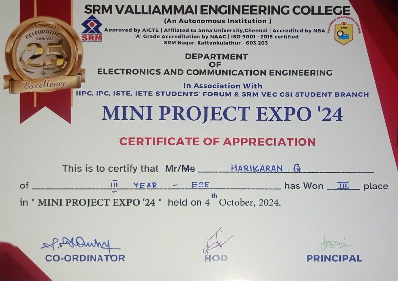 HARIKARAN G on LinkedIn: #achievement #engineering #electronics # ... HARIKARAN G on LinkedIn: #achievement #engineering #electronics # ...