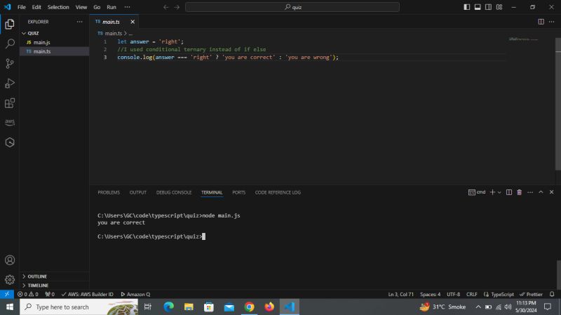 Learn about TypeScript quiz game with conditional ternary operator ... Learn about TypeScript quiz game with conditional ternary operator ...