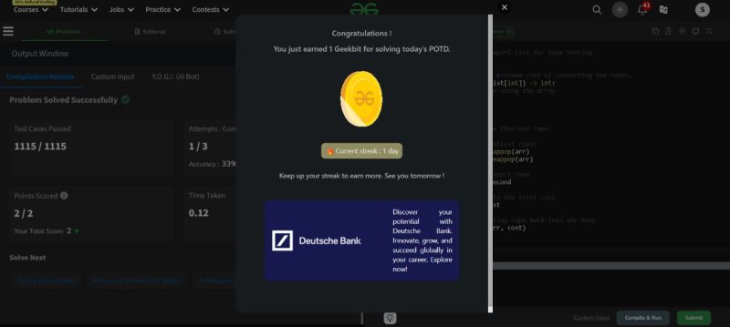 Finished Day 1 of POTD Challenge by Deutsche Bank | Saabika Roshni ... Finished Day 1 of POTD Challenge by Deutsche Bank | Saabika Roshni ...