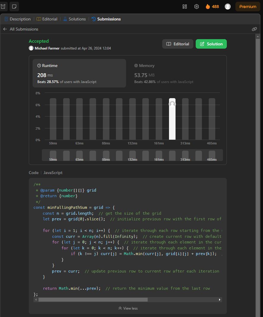 Michael Farmer on LinkedIn: Day 488 of Daily LeetCode | 1289. Minimum ... Michael Farmer on LinkedIn: Day 488 of Daily LeetCode | 1289. Minimum ...