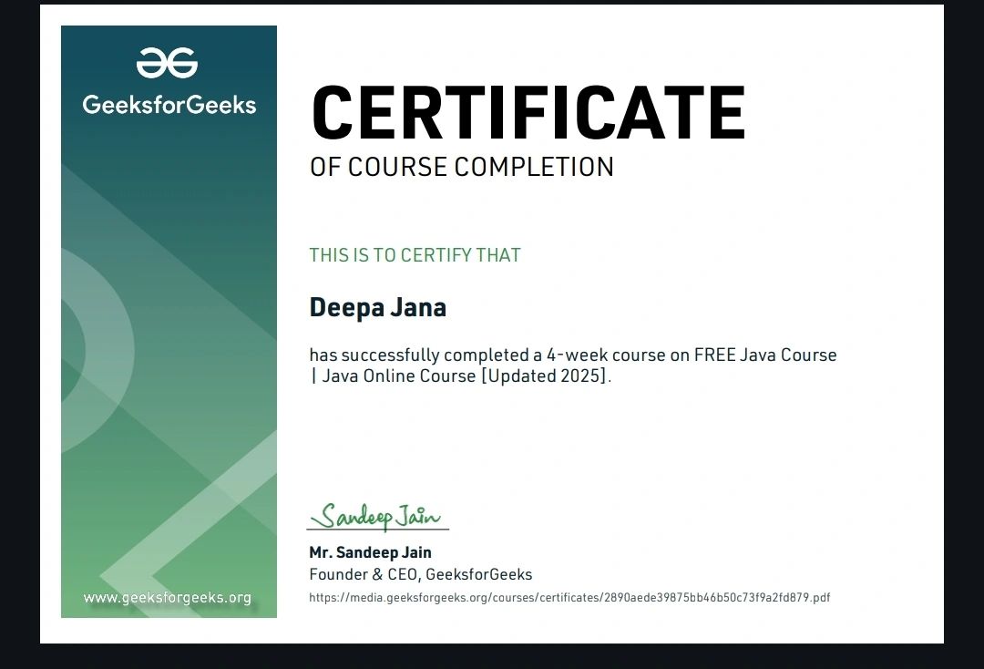 #java #programming #geeksforgeeks #coding #achievement #learning #dsa ... #java #programming #geeksforgeeks #coding #achievement #learning #dsa ...