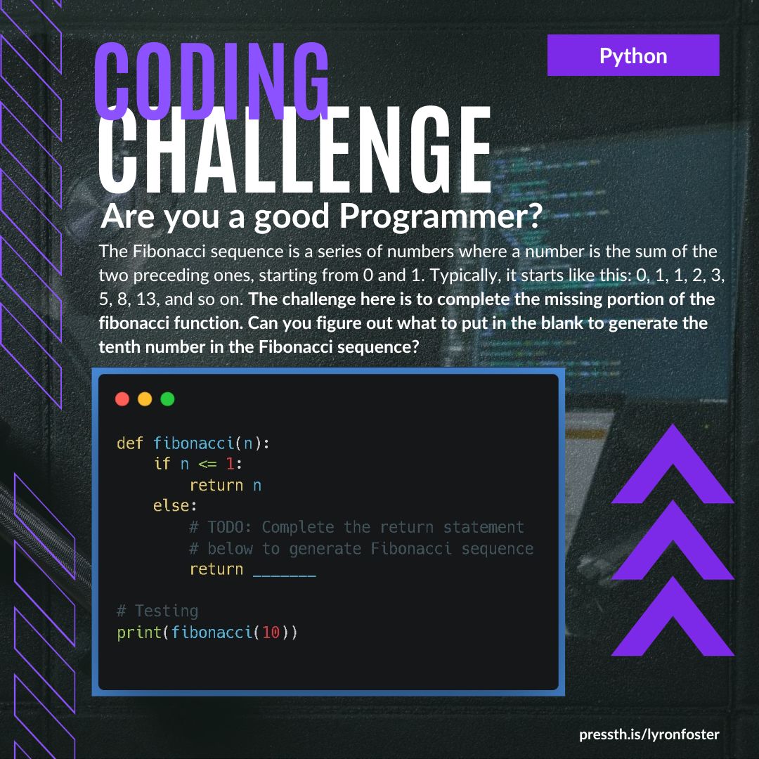 Coding challenge for Fibonacci sequence | Lyron Foster posted on the ... Coding challenge for Fibonacci sequence | Lyron Foster posted on the ...