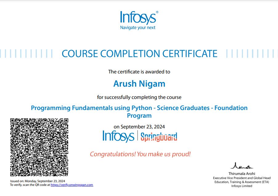 #python #programming #achievement #learningneverstops | Arush Nigam #python #programming #achievement #learningneverstops | Arush Nigam